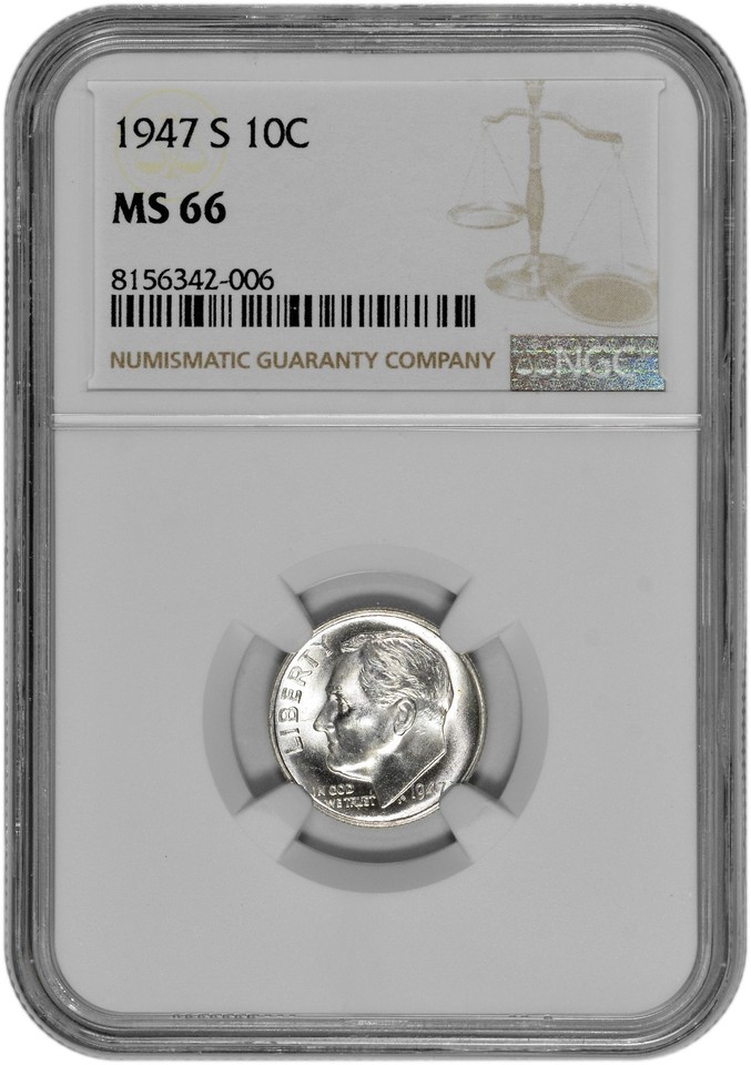 1947 P + S 10C Silver Roosevelt Dime NGC Graded MS 66 Two Coin Lot | eBay