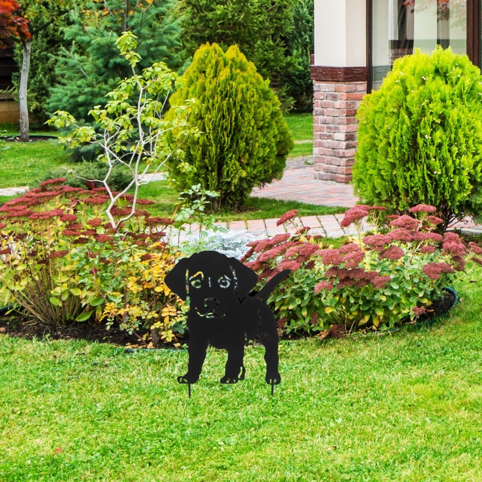 1pc Decorative Garden Plug-in Decor Rust Puppy Receptacle Stylish Metal ...