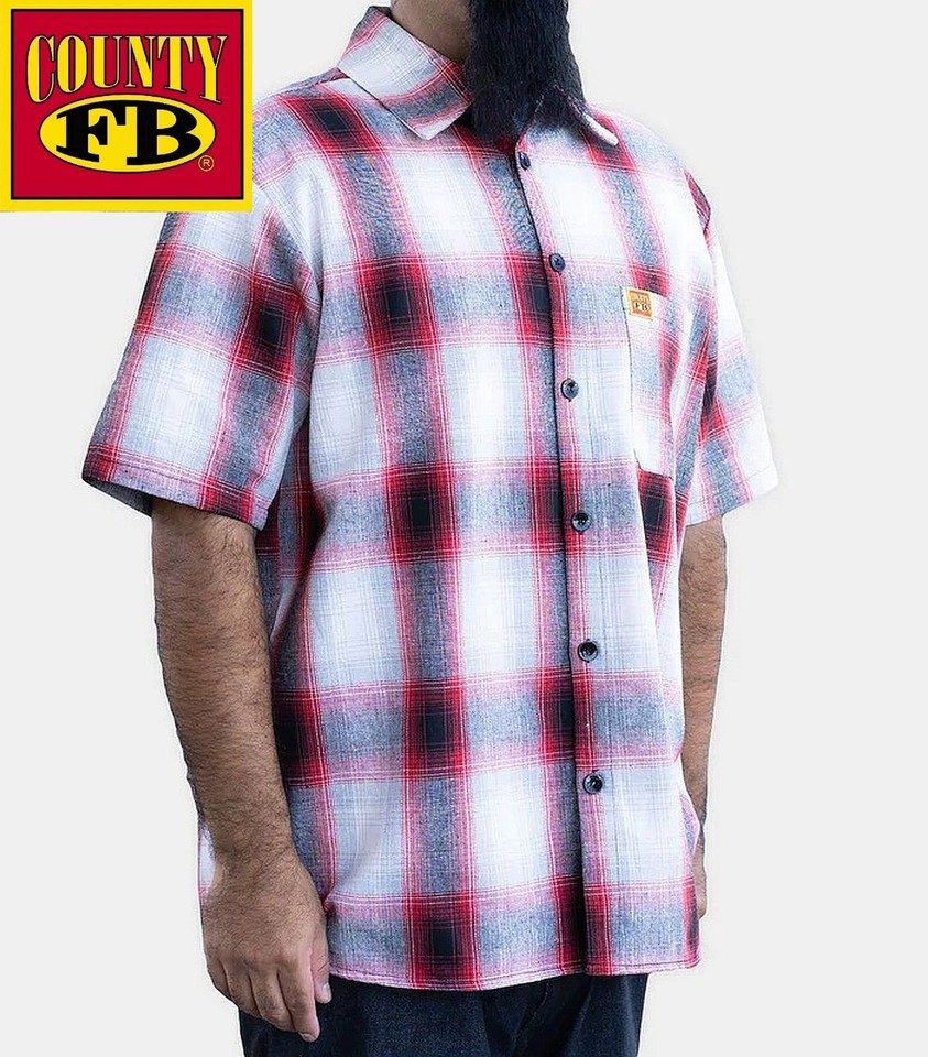 FB County Short Sleeve Plaid Checker Flannel Shirt | eBay