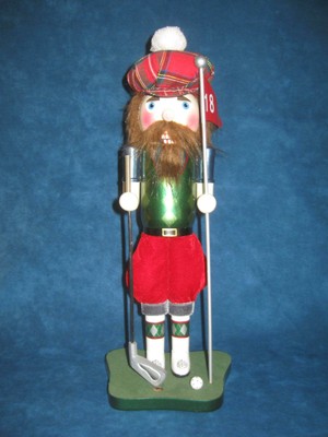 VTG Original Handcrafted 16.5" Wood GOLFER NUTCRACKER/ GOLF FIGURE ...