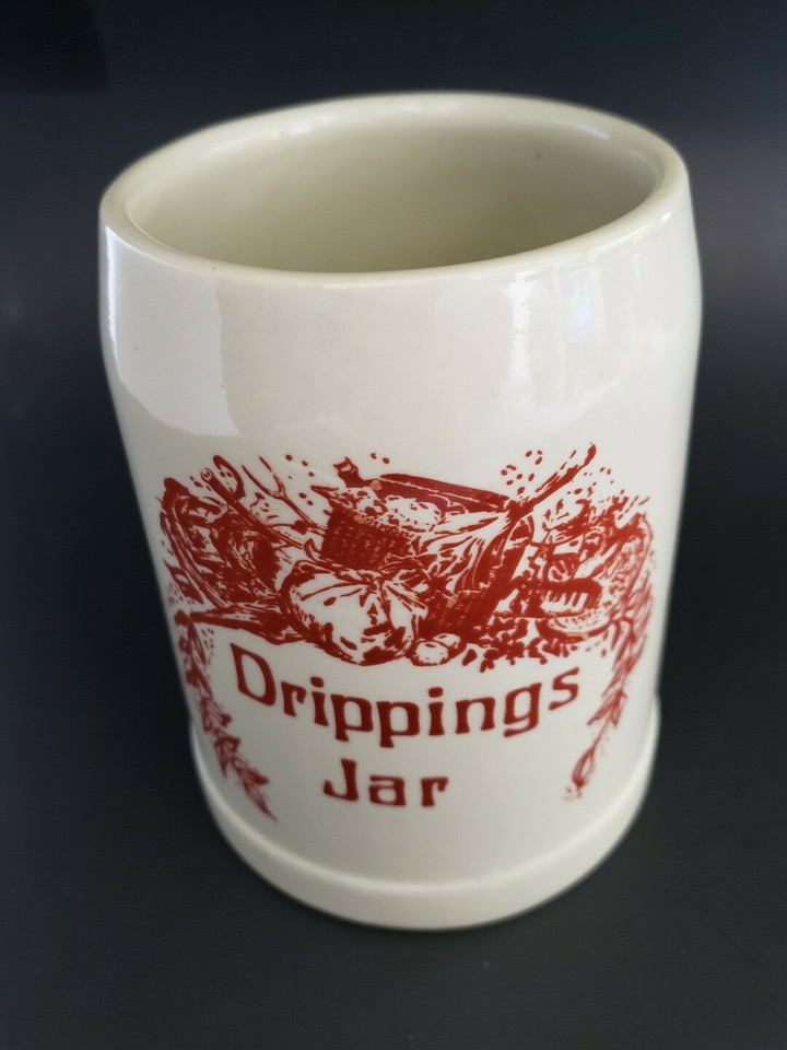 Vintage Drippings Jar Stoneware Pottery Crock Canister Amber Brown ...