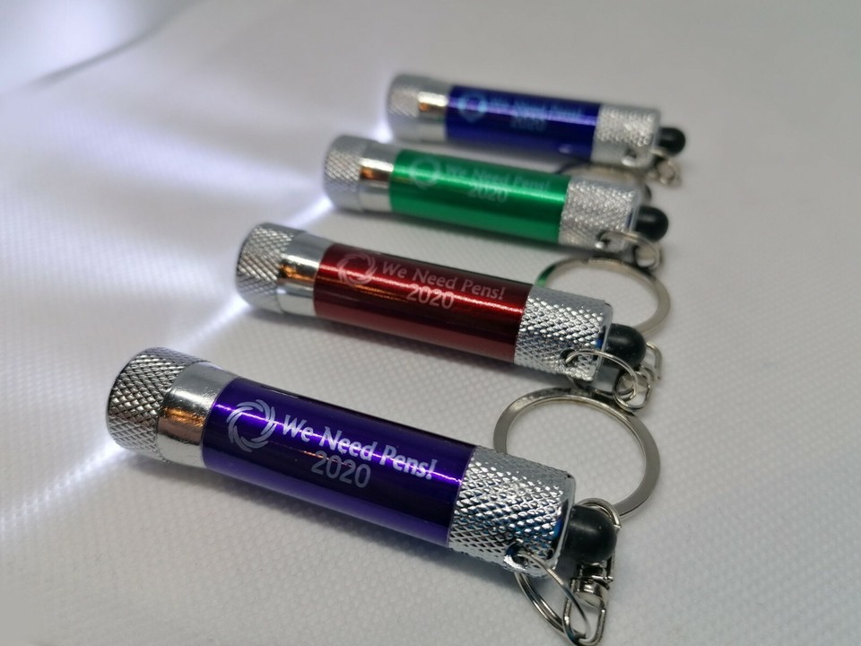 30 Personalised LED Flashlight Keychains Promotional Keyrings for BUSINESS etc. | eBay UK