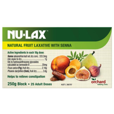 Nu-Lax Natural Fruit Laxative 250g Blocks Relieve Constipation 25 Adult ...