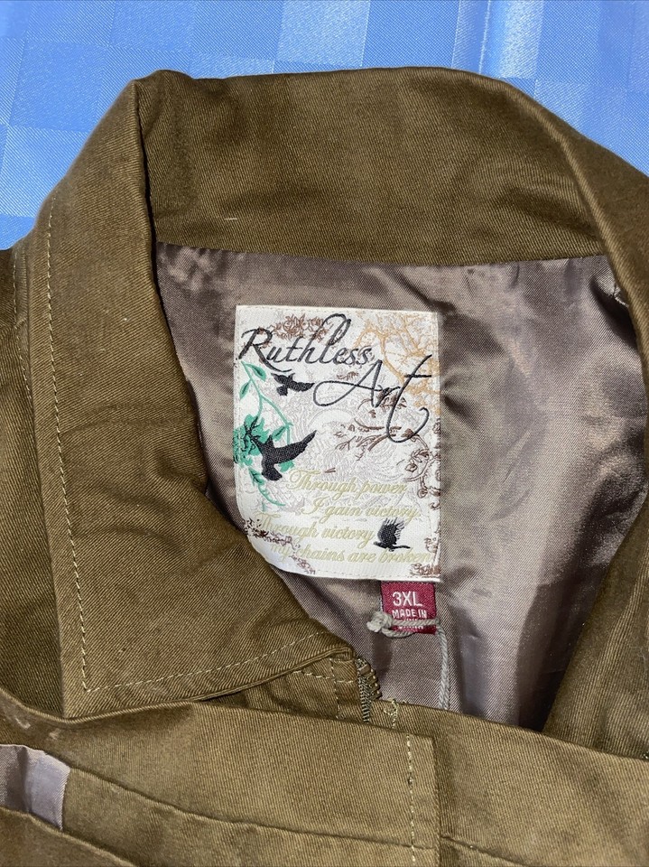 Ruthless Art Skull Military Jacket Army Green Color/Jewels Embroidered ...