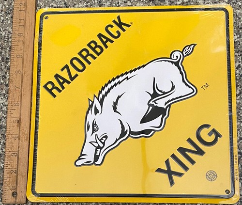 NEW Arkansas Razorbacks XING Crossing Official NCAA 12” Metal Parking ...