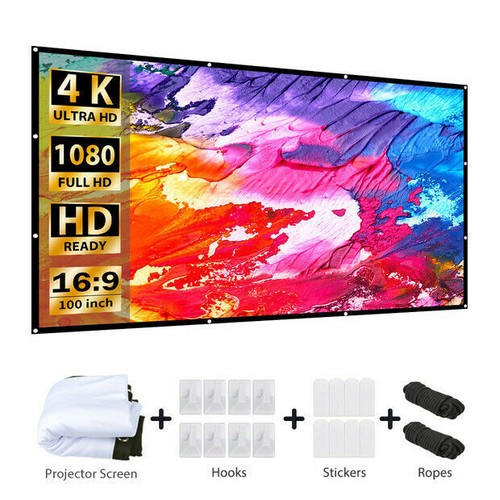 VANKYO 100" Extra Thick HD Projector Screen 16:9 Home 4K Movie Theater ...