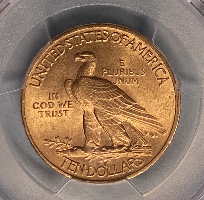 1908 $10 Gold Indian Eagle, With Motto PCGS MS62 — 341,370 Minted | eBay