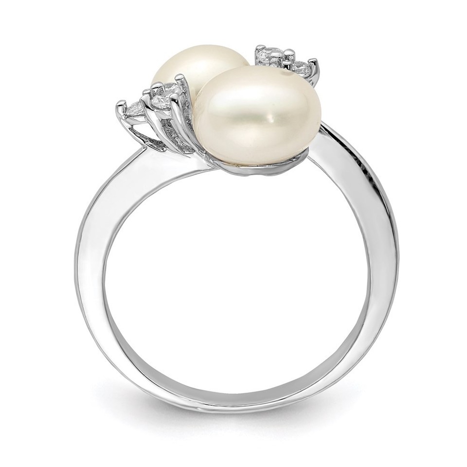 Sterling Silver Rhodium-plated 8-9mm White Button Freshwater Cultured ...