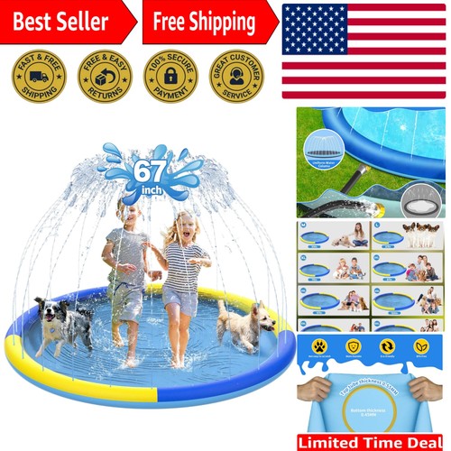 Easy Set-Up 67" Non-Slip Splash Pad for Kids & Pets - Ultimate Summer ...