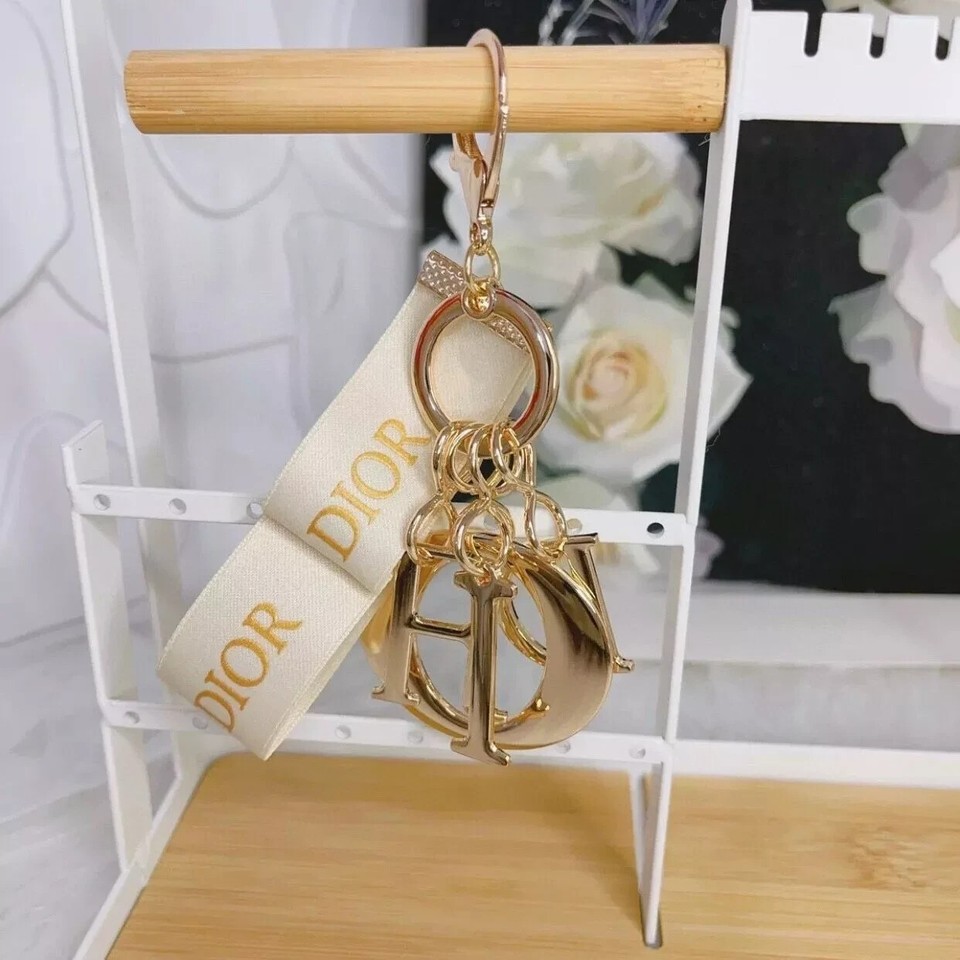 Dior Novelty Charm Gold Lucky Logo With diamond Keychain VIP Gift NEW ...