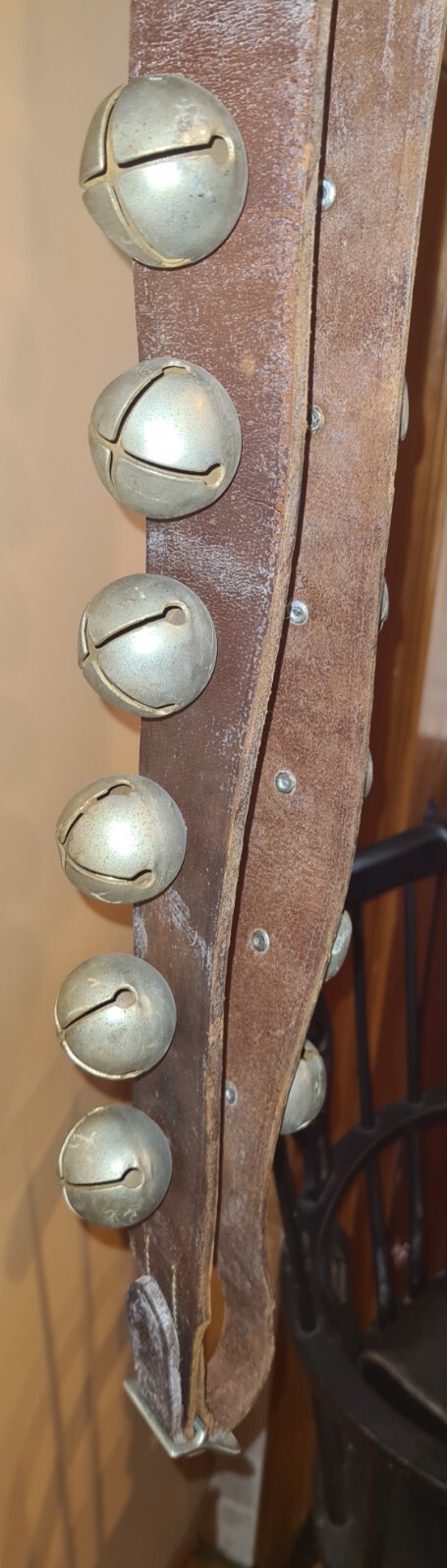 Antique Amish Brass Sleigh Bells ( 1.5") Leather Harness Strap 80” 30 ...