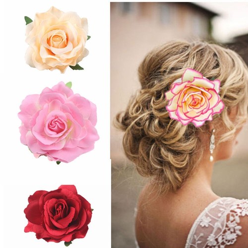 Clip Flowers For Prom Parties Rose Headdress Brooch Rose Hairpin Bride ...