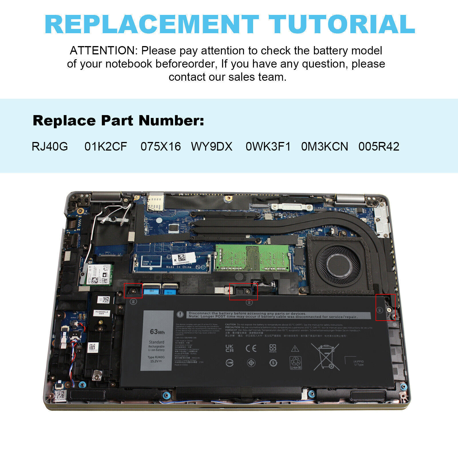 RJ40G Laptop Battery For Dell Latitude 14 5420 15 5520 Precision 15 ...