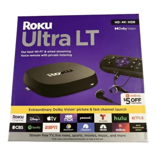 Roku Ultra LT Streaming HD|4K|HDR|DolbyVision w/Roku Voice Remote-WI-FI ...