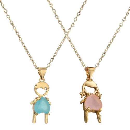 Girl Boy Pendant Partner Necklace Neck Chain Symbolize Love and ...
