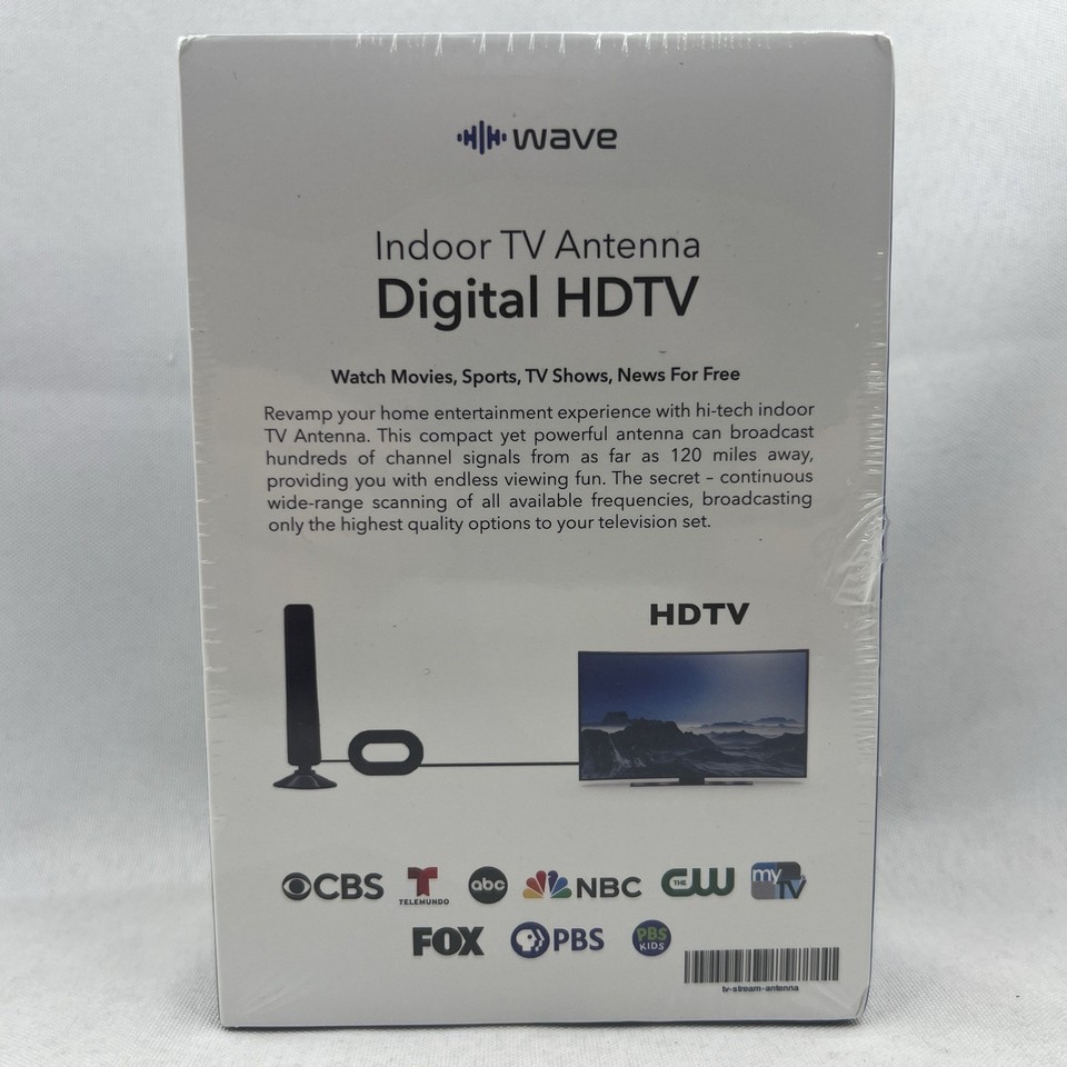 Wave Indoor TV Antenna 4K Ultra HD Signal Booster 100+ Free HDTV ...