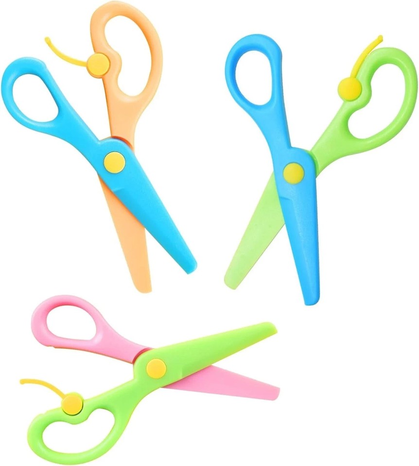 3pcs Plastic kids Safety Art craft Scissors Set, Portable, preschooling ...