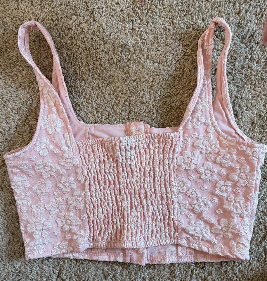 Wild Fable Corset Top Women’s Medium M Pink Floral Cropped Sleeveless ...