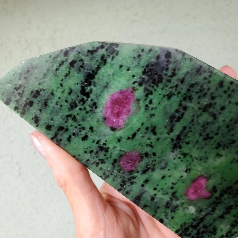 Ruby Zoisite Large Dots UV Reactive Polished Freeform Slab Slice 476 ...