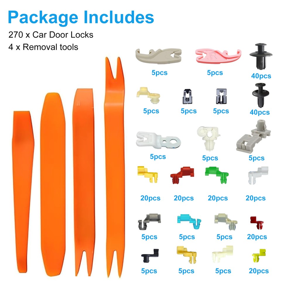 274pcs Mixed Car Door Lock Rod Clips Fasteners Retainers Rivets ...