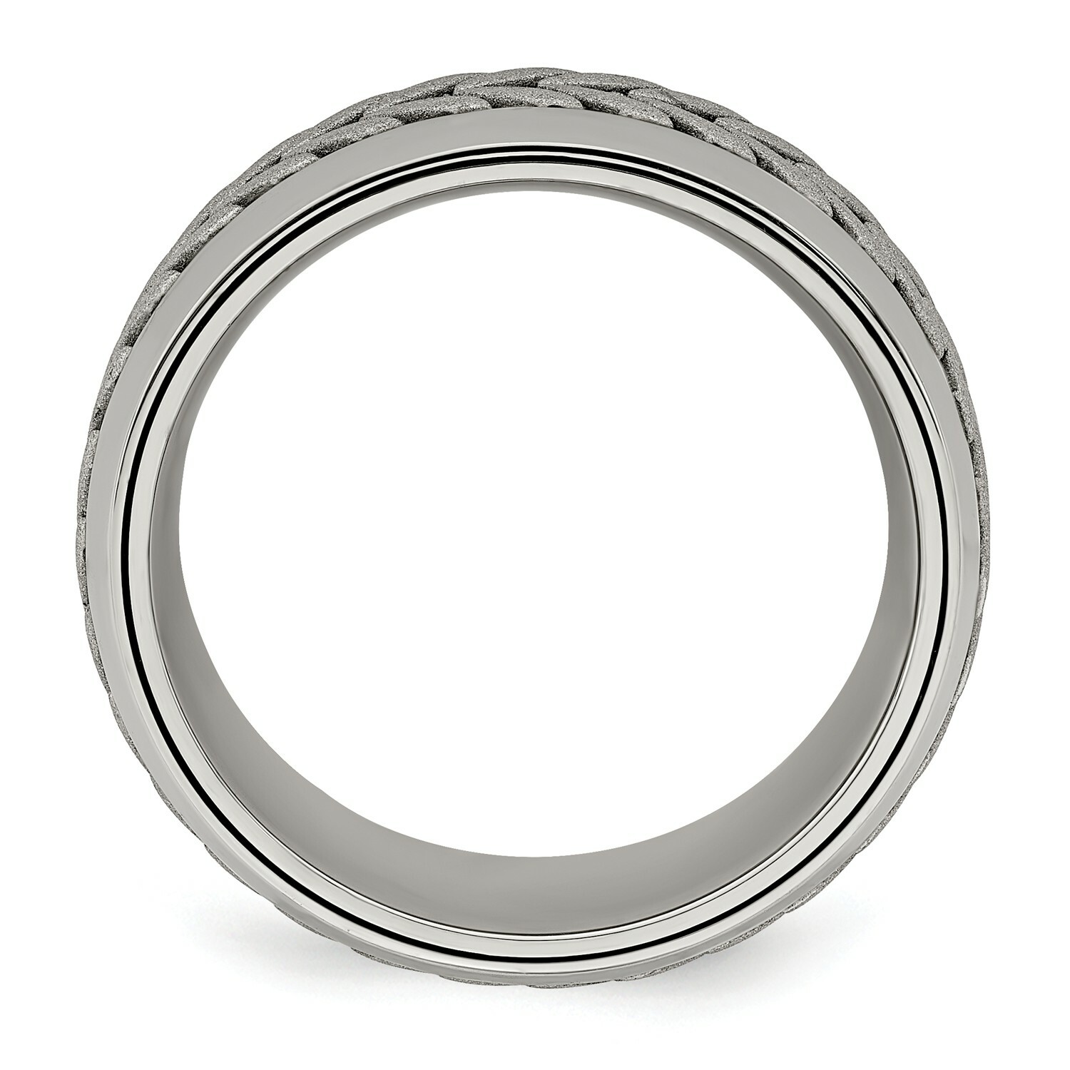 Edward Mirell Stainless Steel 9mm Titanium Feather Inlay Wedding Band ...