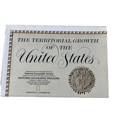 National Geographic Magazine 1987 Map Territorial Growth United States ...