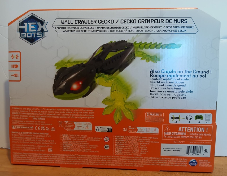 HEX BOTS Wall Crawler Gecko - Remote Control Lizard with LED Eyes ...