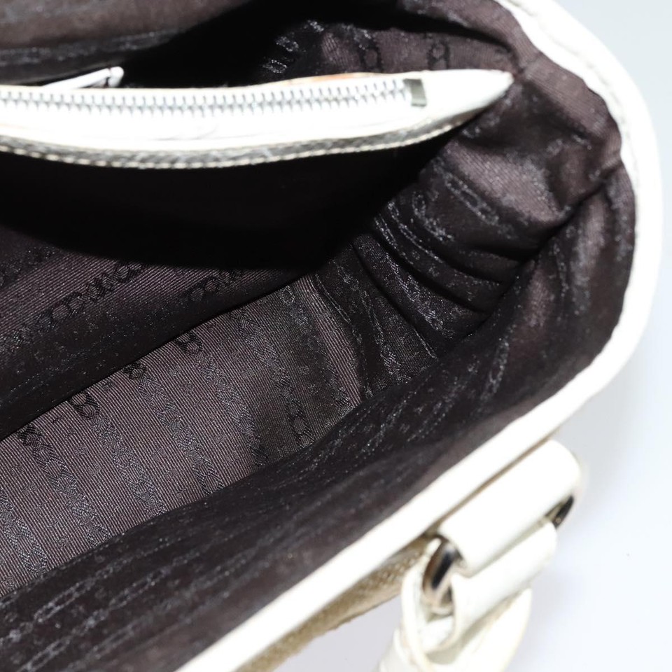 CELINE Hand Bag Straw Leather Beige Silver Auth 122443 | eBay