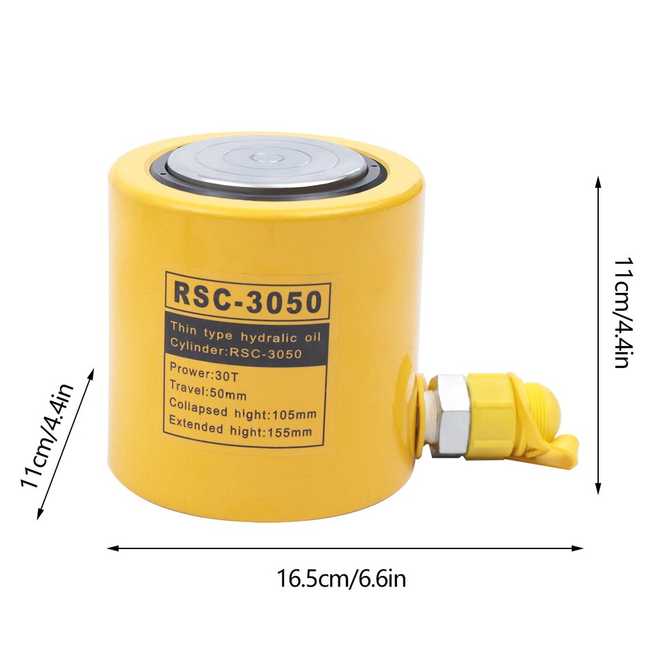 30 Ton Hollow Ram Hydraulic Cylinder Jack 50mm Stroke Single Acting ...