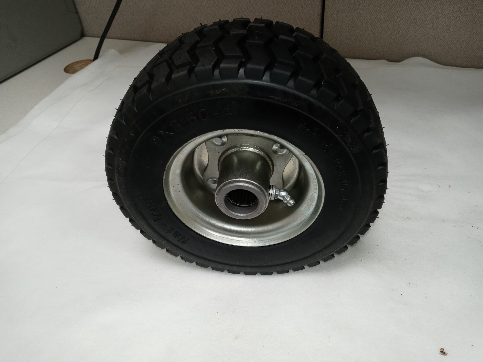 2 SOLID RUBBER TIRE WHEEL ASSEMBLY 9X350X4 DOUBLE WHEEL fits VELKE W ...