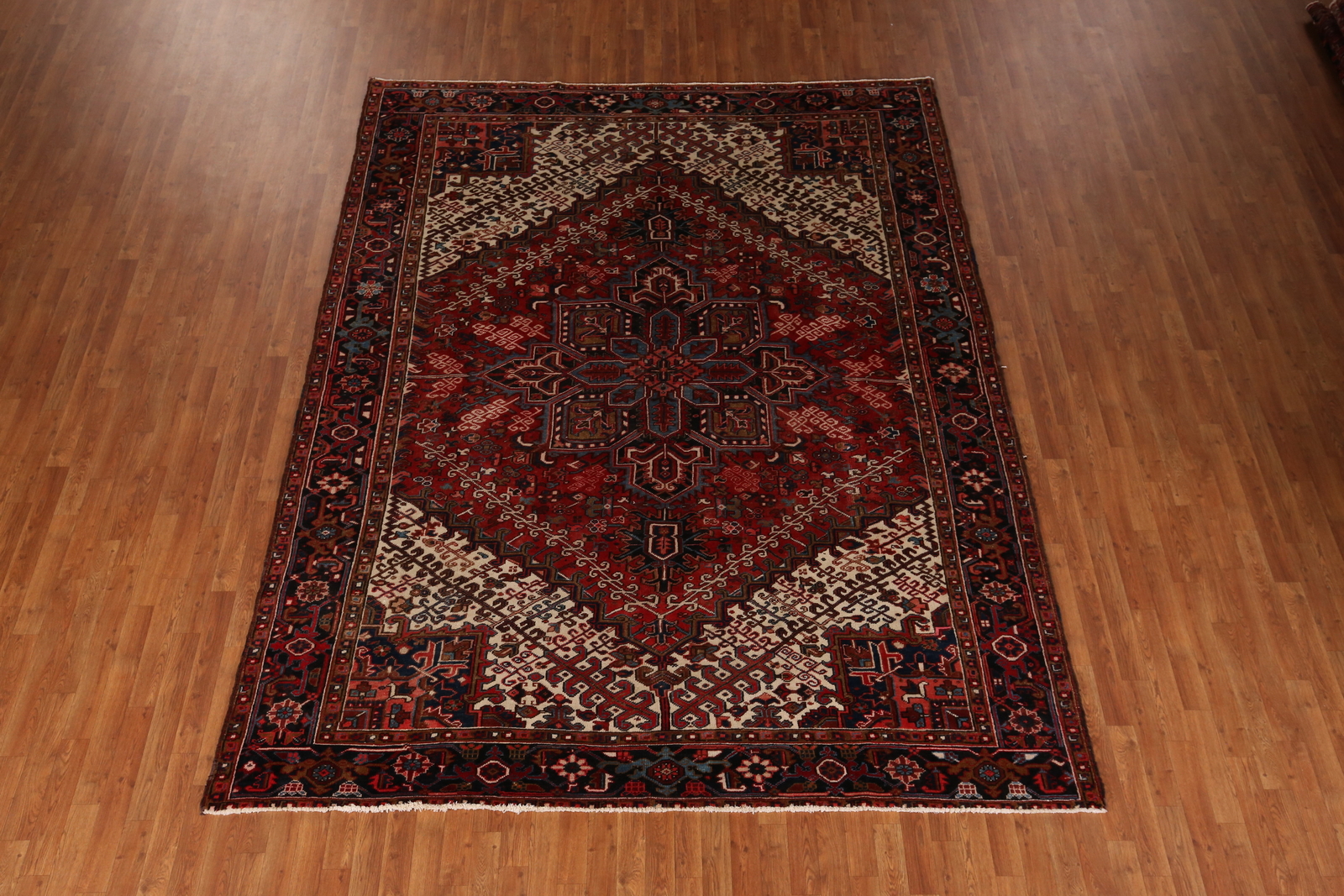Vintage Red Wool Heriiz Living Room Rug Traditional Hand-knotted Carpet ...