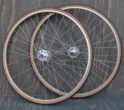 Vintage Gold 700c RoadBike WHEELS Campagnolo Record HFHubs Ambrosio ...