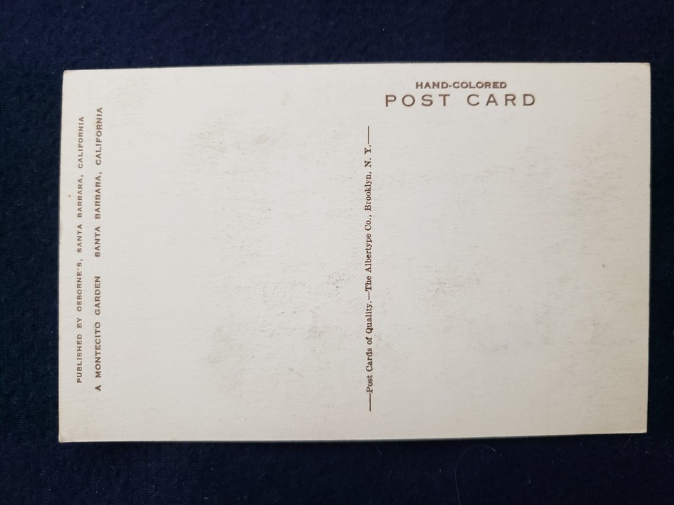 A Montecito Garden Hand Tinted Santa Barbara CA Osborne Postcard c ...