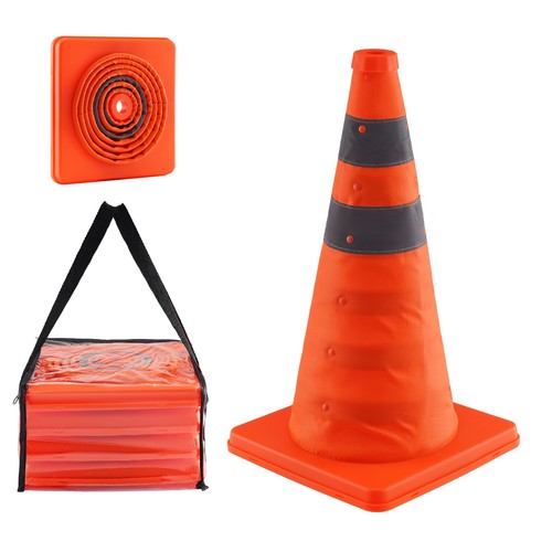 Portable Safety Cones 4 pcs 18" Collapsible Traffic Cones Reflective ...