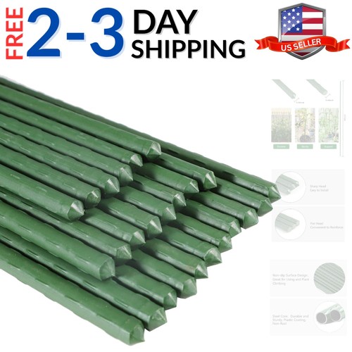 Garden Stakes 48 Inches Plastic Coated Steel Plant Stakes for Growing ...