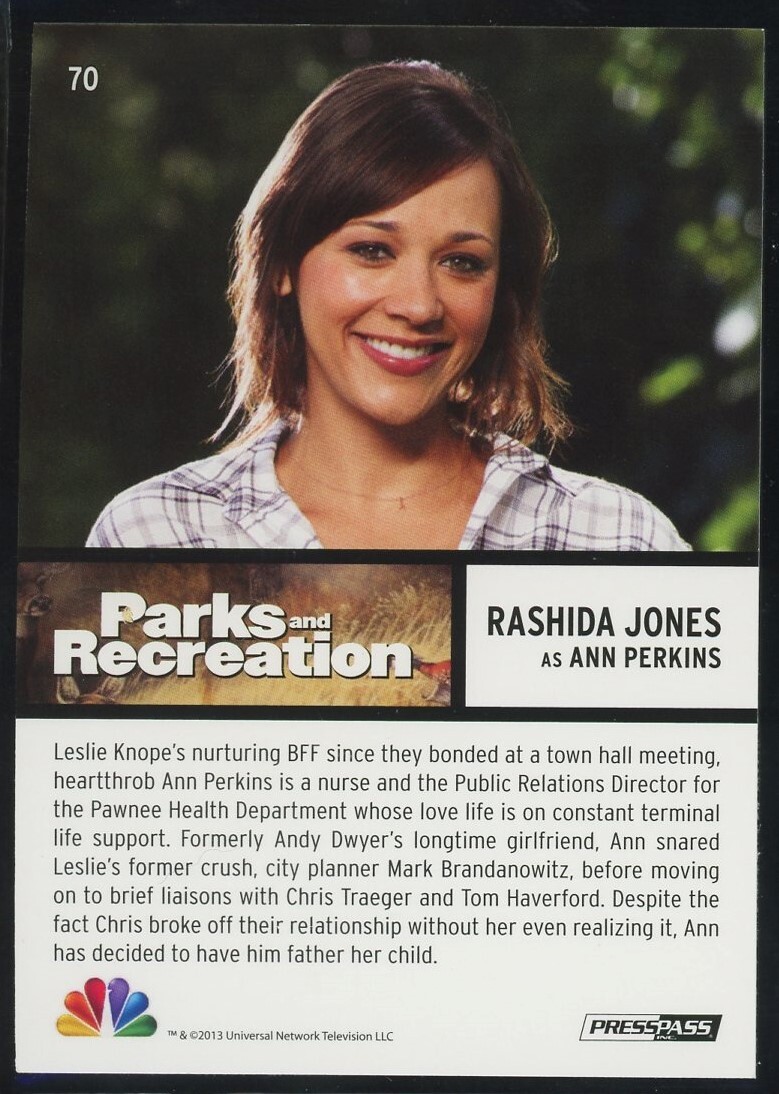2013 Press Pass Parks and Recreation Rashida Jones as Ann Perkins #70 ...