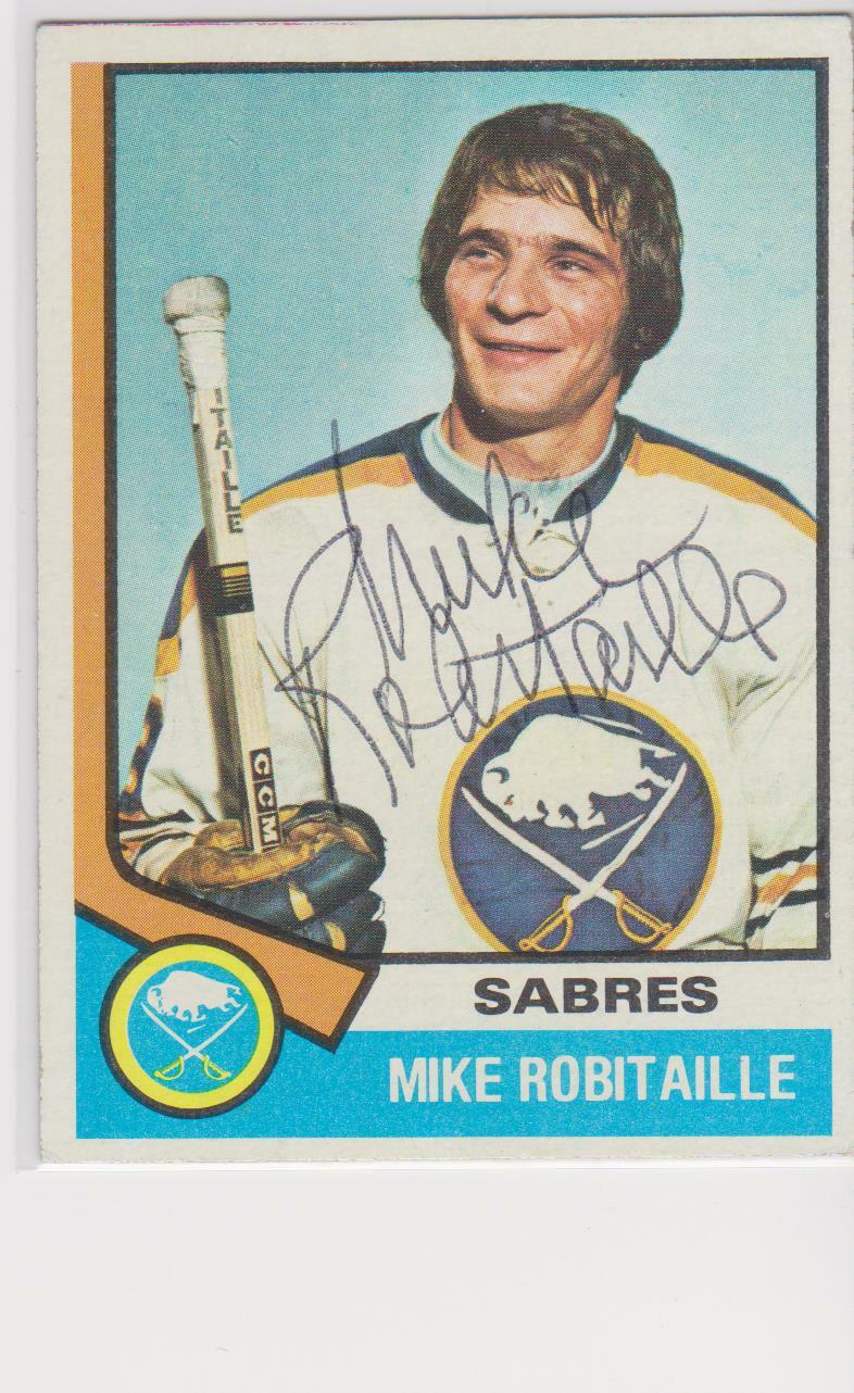 MIKE ROBITAILLE BUFFALO SABRES 1974-75 TOPPS #159 AUTOGRAPHED CARD | eBay