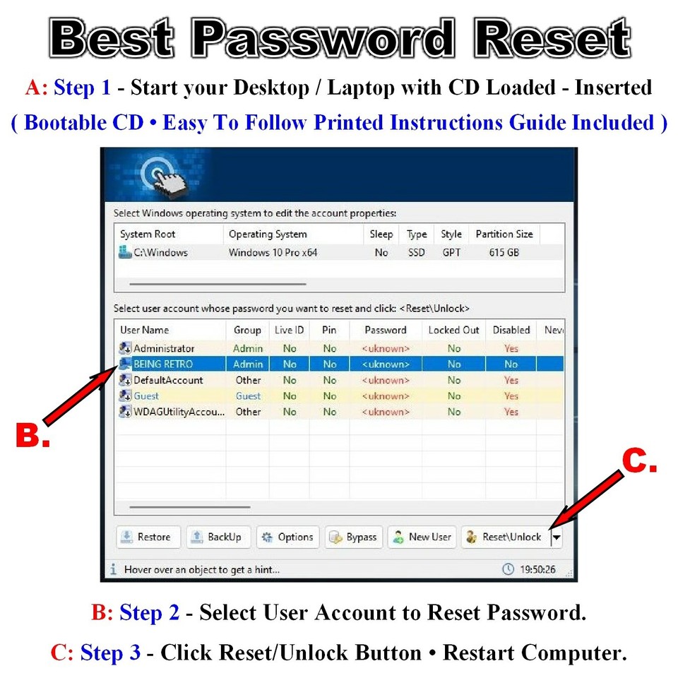 Windows Password Reset / Remover - Bootable CD For Forgotten , Lost ...