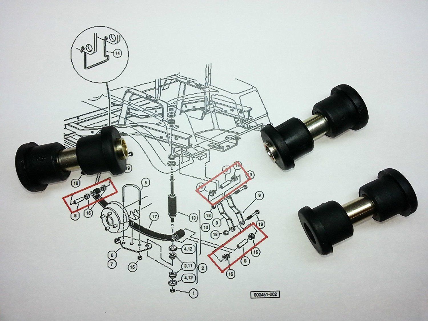 Front Rear Leaf Spring Bushing Repair kit For Club Car DS Carryall Golf ...
