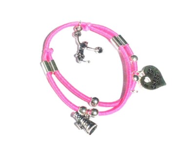 Pink Cheerleader Bracelet With 3 Cheer Leading Charms Jewelry Gifts | eBay