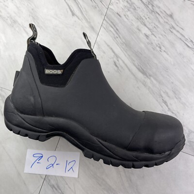 •Bogs men’s 9 craftsman Steel safety Toe Short Black Rubber duck Rain ...