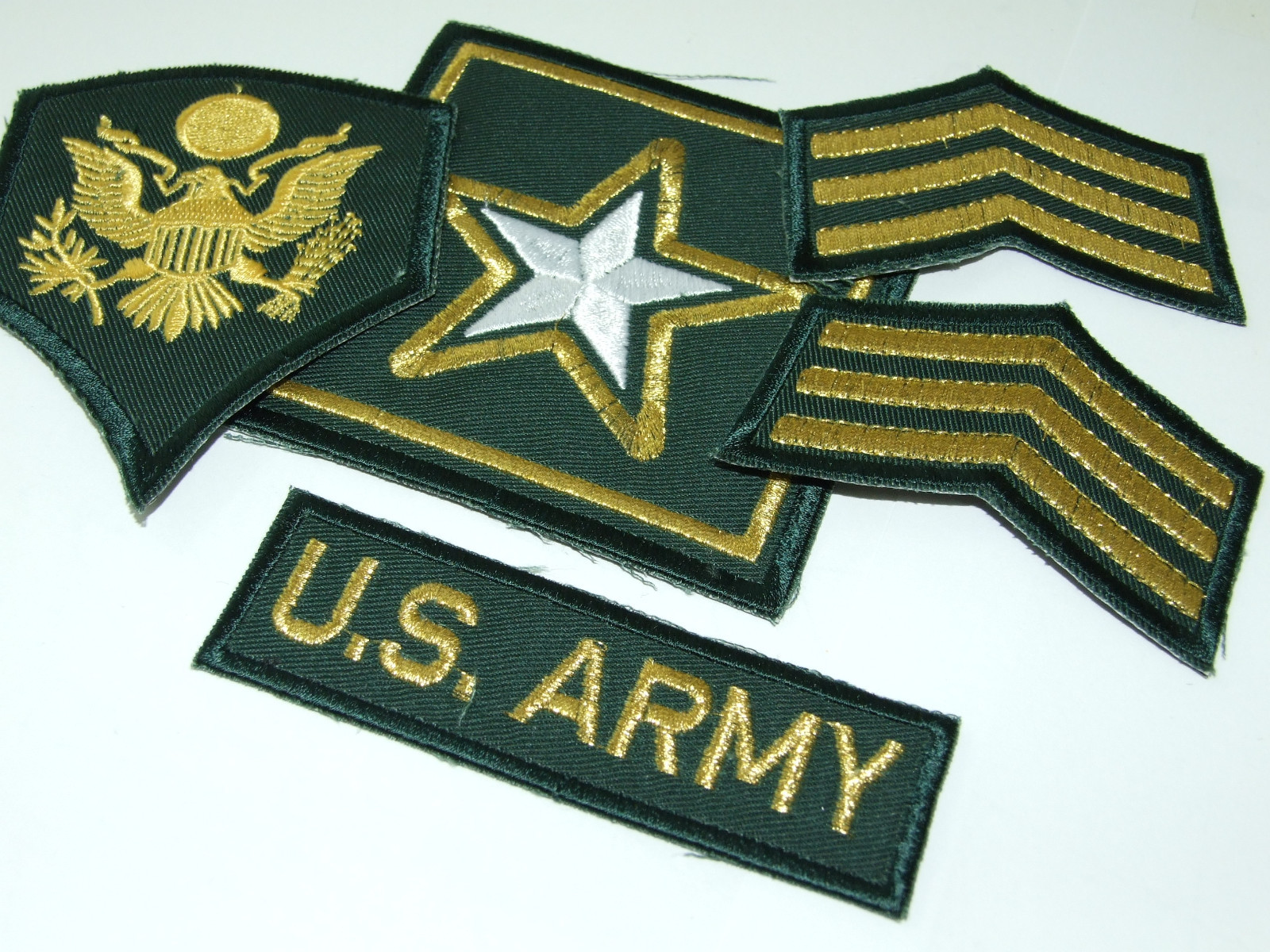 MILITARY PATCH SET US ARMY , 5 EMBROIDERED BADGES , IRON ON PATCHES | eBay