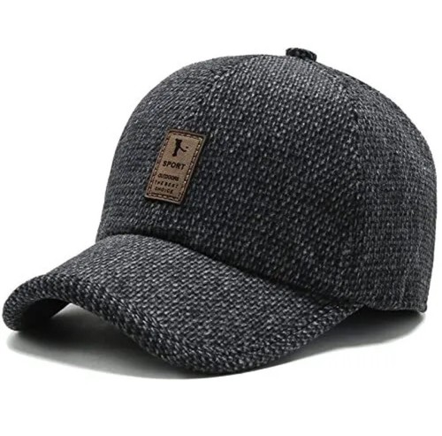 Grey Ediko Men's Winter Wool Cap with Ear Flaps and Adjustable Strap ...