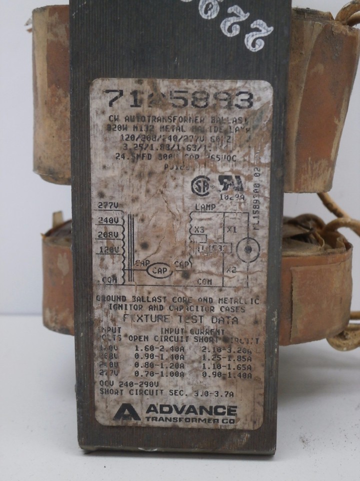 Advance 71A5893 320-Watt Metal Halide MH Ballast 320W M132 120-277V ...