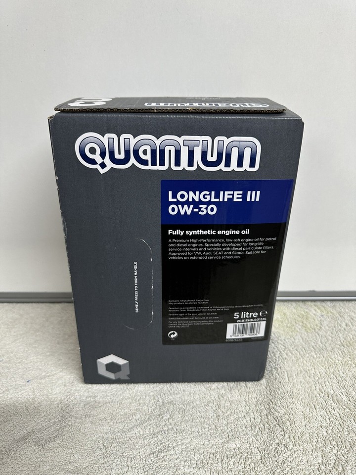 QUANTUM LONGLIFE 3 0w-30 Fully Synthetic Oil 5L AUDI SEAT SKODA VW 504 ...