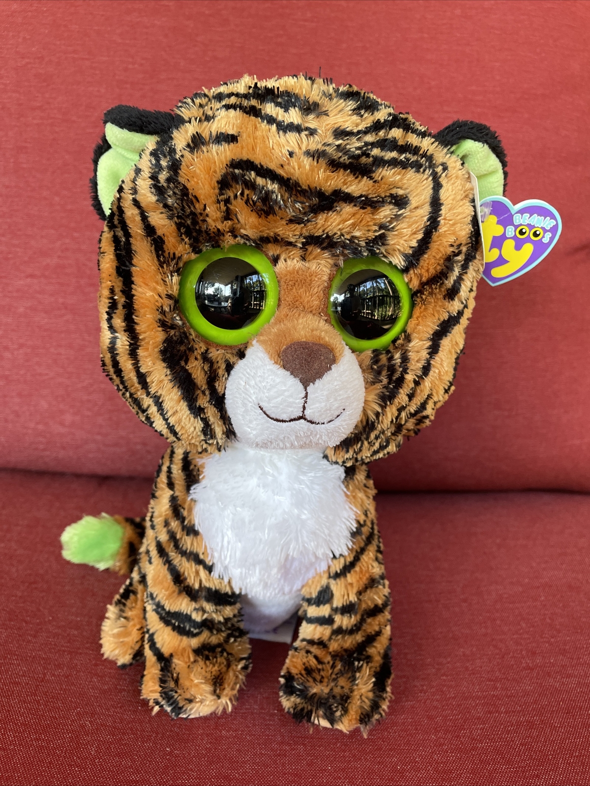 Ty Beanie Boos 10" STRIPES the TIGER Plush Black Green Purple Tag 2011 ...