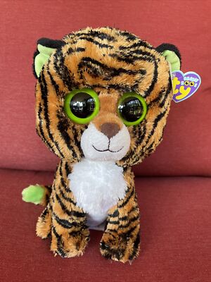 Ty Beanie Boos 10" STRIPES the TIGER Plush Black Green Purple Tag 2011 ...