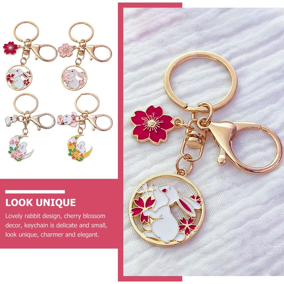 4 Pcs Cute Keychain Pendants Character Keychains Cherry Charm Keyring ...