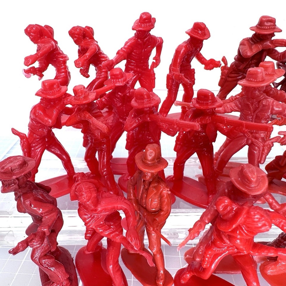 Plastic Old Western Cowboy Gunslingers Toy Soldier Red Mixed Scale ...