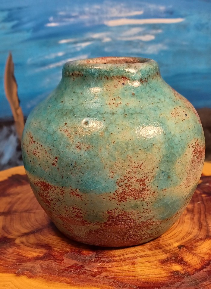 Vintage Pisgah Forest Pottery Western NC Aqua-Mauve Ginger Shape Jar ...